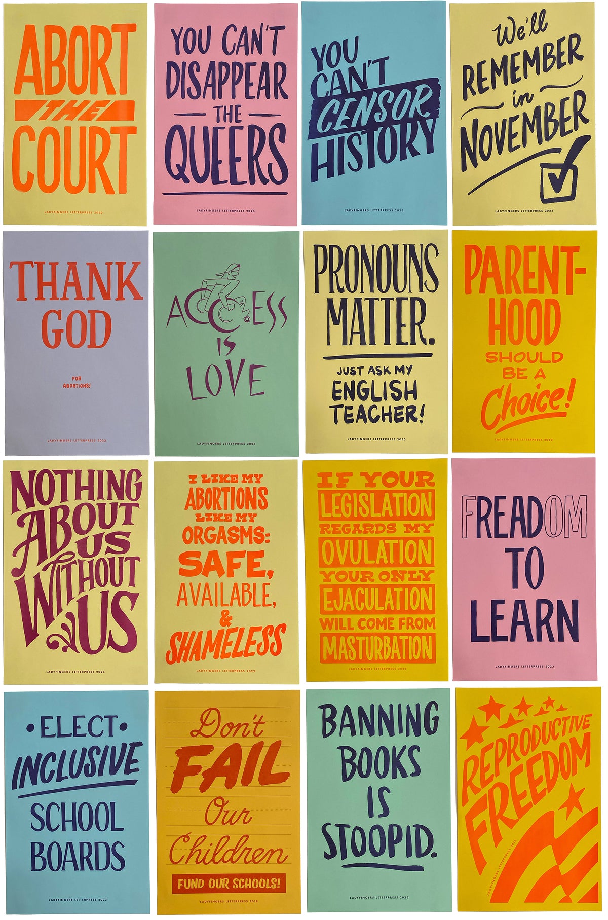 Set of 16 Protest Posters, Part 2 - Ladyfingers Letterpress