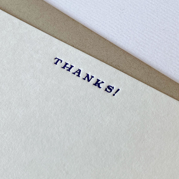 Thanks Boxed Set of 6 Letterpress Cards - Ladyfingers Letterpress
