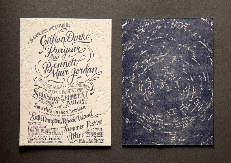 Celestial Star Chart Invitation - Ladyfingers Letterpress