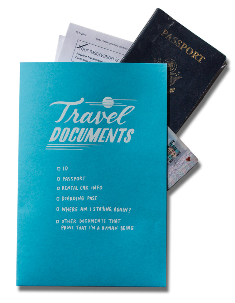 Mini Pocket Folder: "Travel Documents" - Ladyfingers Letterpress