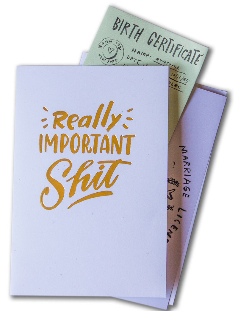 Mini Pocket Folder: "Really Important Shit" - Ladyfingers Letterpress